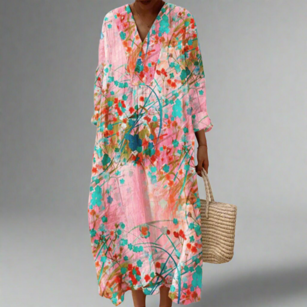 Lana | Soft Blush Floral Flow Dress – Mason Nova